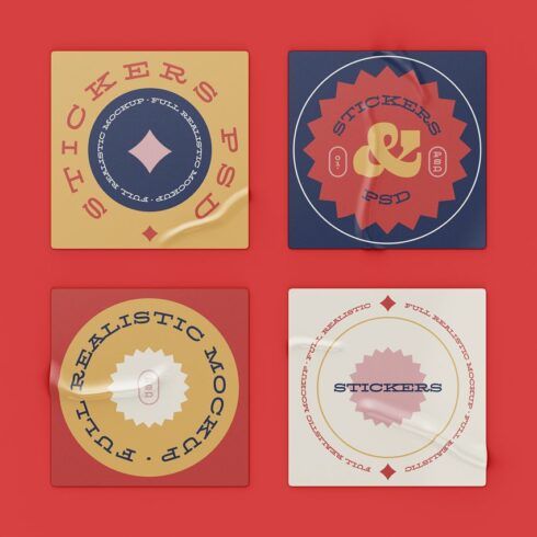 Four Stickers Mockup | Master Bundles
