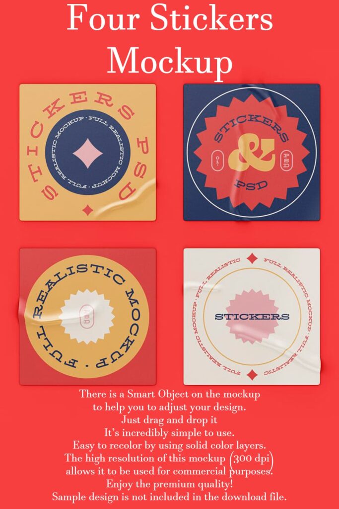 Four Stickers Mockup – MasterBundles