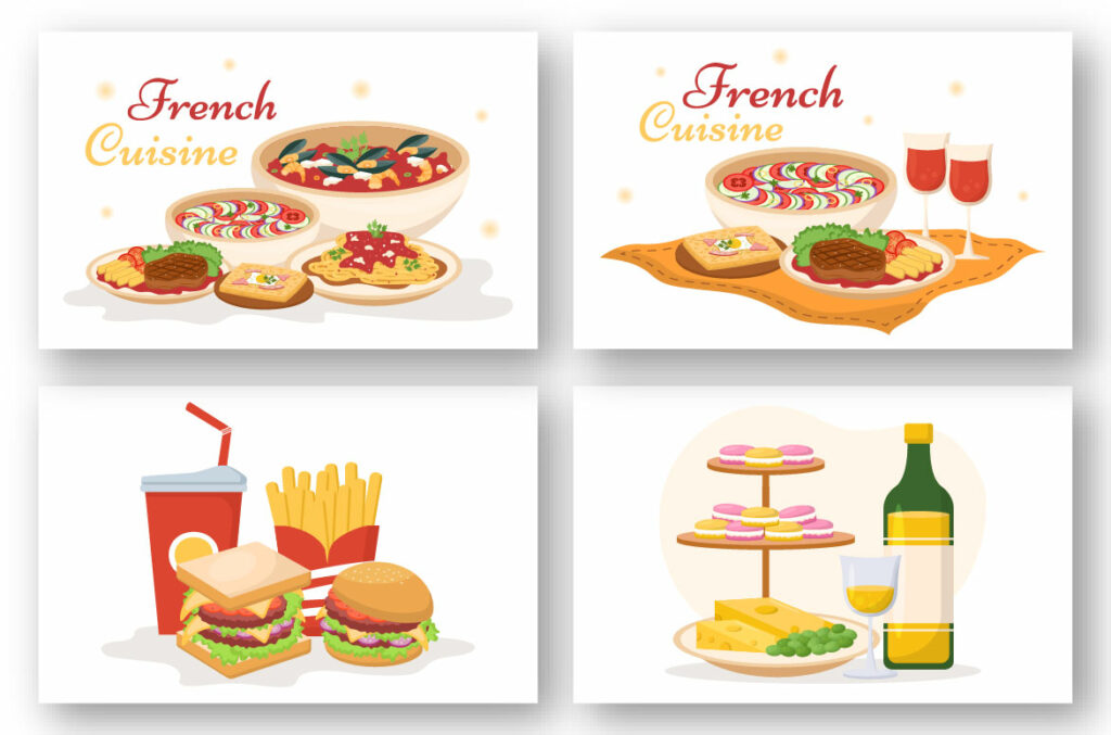 10 French Food Cuisine Restaurant Illustration - MasterBundles