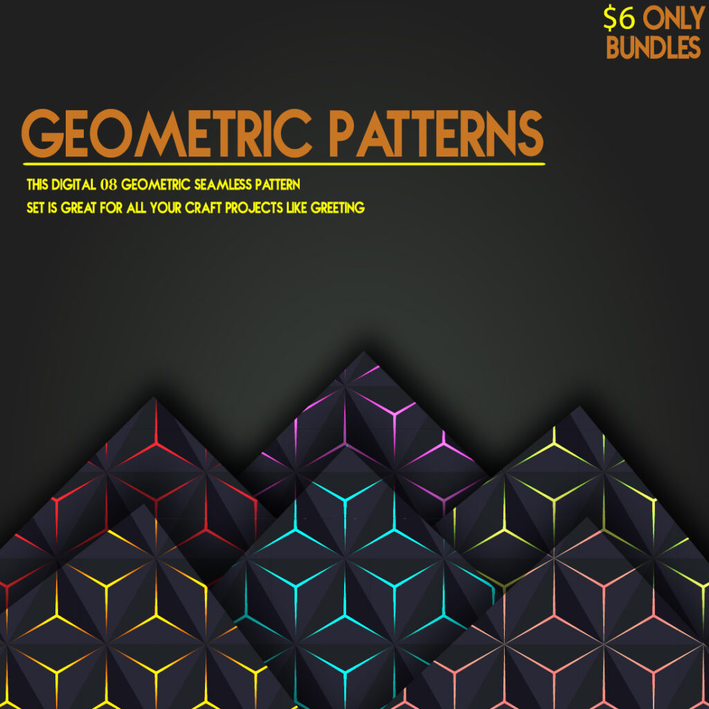 8 3D Geometric Seamless Patterns - MasterBundles