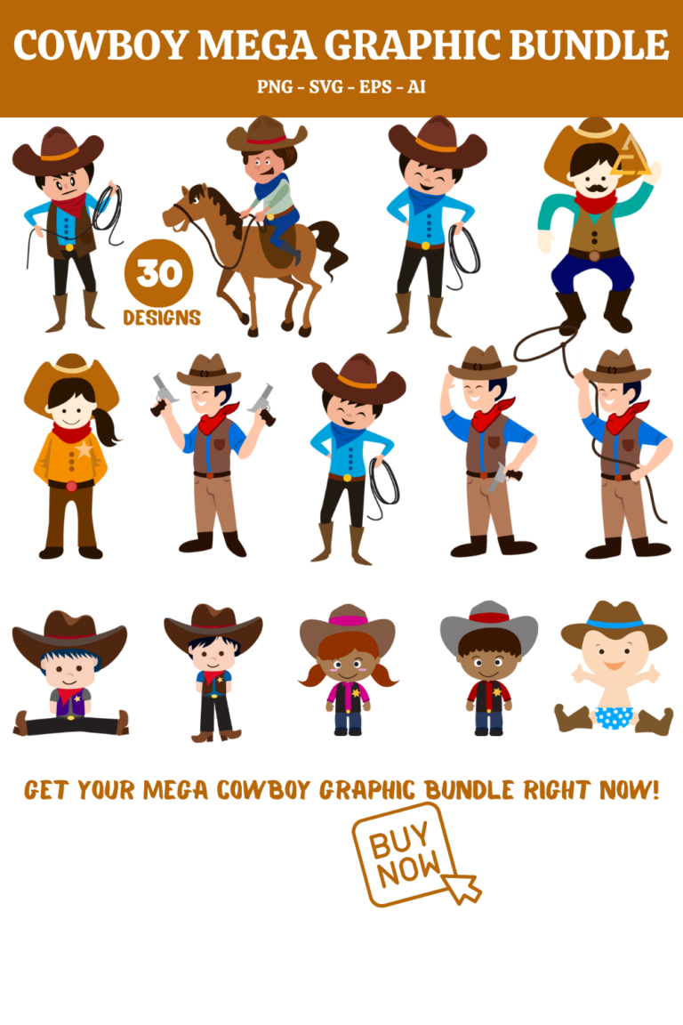 30 Cowboys Editable Clipart Set - MasterBundles