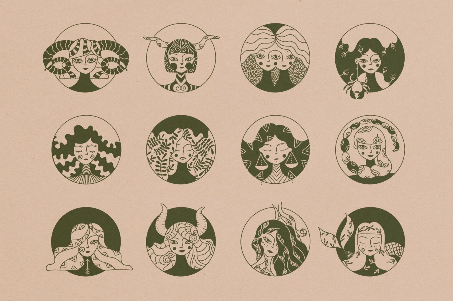 Horoscope & Zodiac Hand Drawn Logos – MasterBundles
