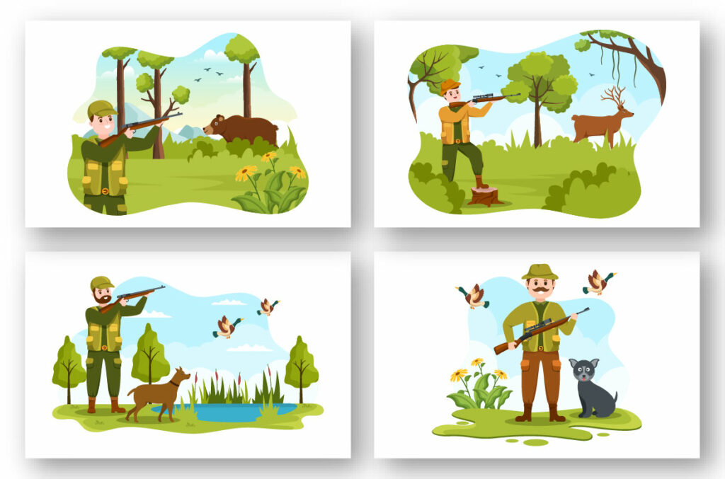 15 Wild Animals Hunting Illustration - MasterBundles