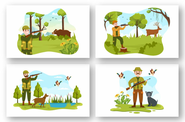 15 Wild Animals Hunting Illustration - MasterBundles