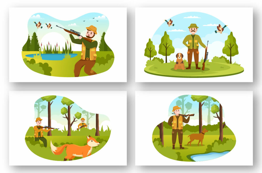 15 Wild Animals Hunting Illustration - MasterBundles