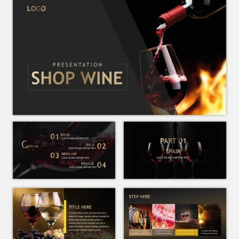 Modern Style Shop Wine PowerPoint Template | MasterBundles