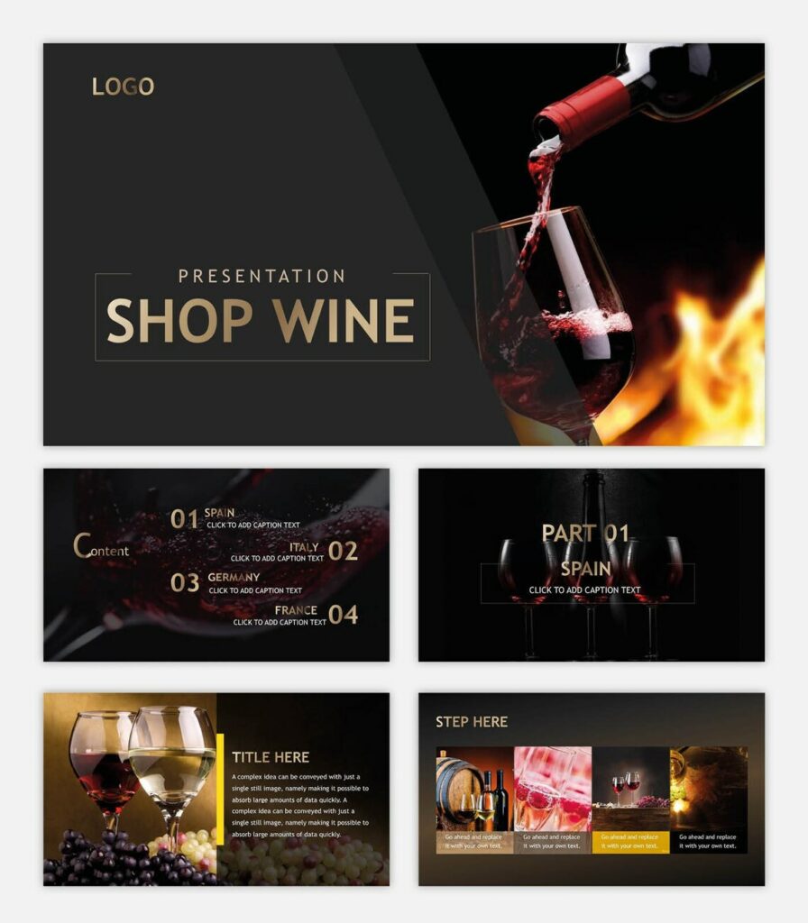 Modern Style Shop Wine PowerPoint Template – MasterBundles