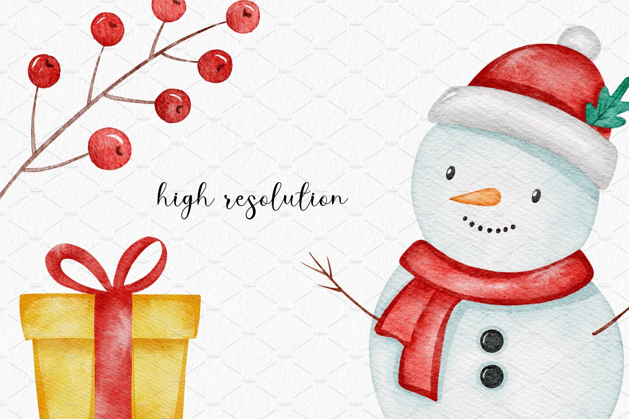 Merry Christmas Watercolor Clipart – MasterBundles