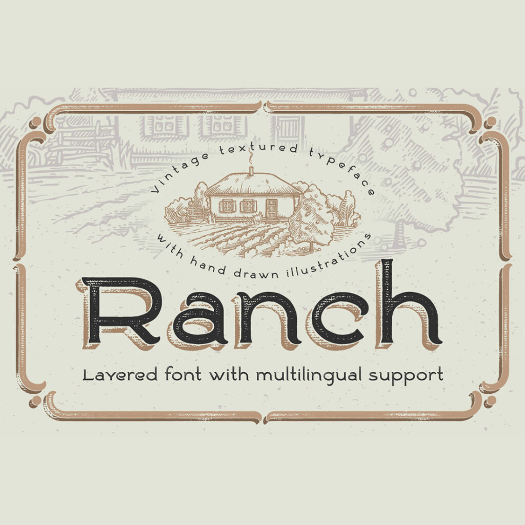 Ranch Vintage Typeface Font and Illustrations - MasterBundles