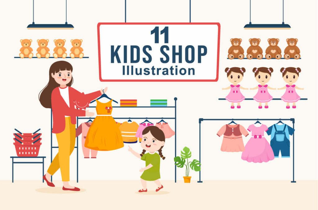 11 Kids Shop Illustration - MasterBundles