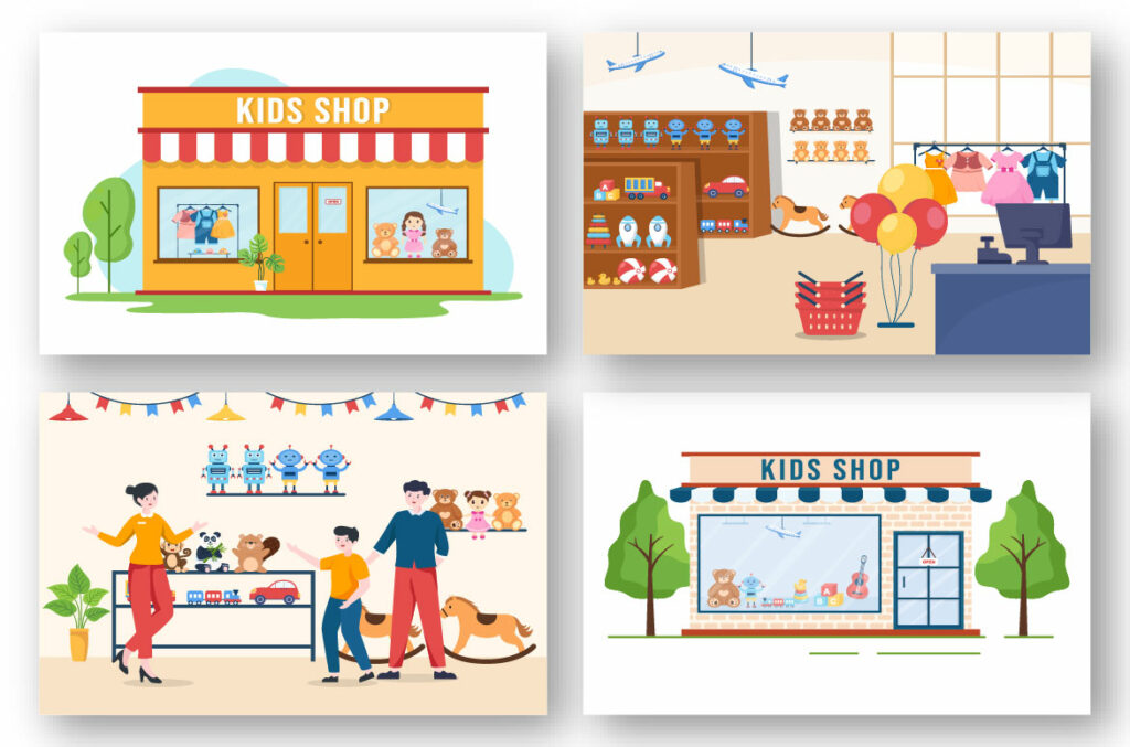 11 Kids Shop Illustration - MasterBundles