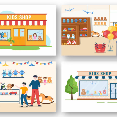 11 Kids Shop Illustration | MasterBundles