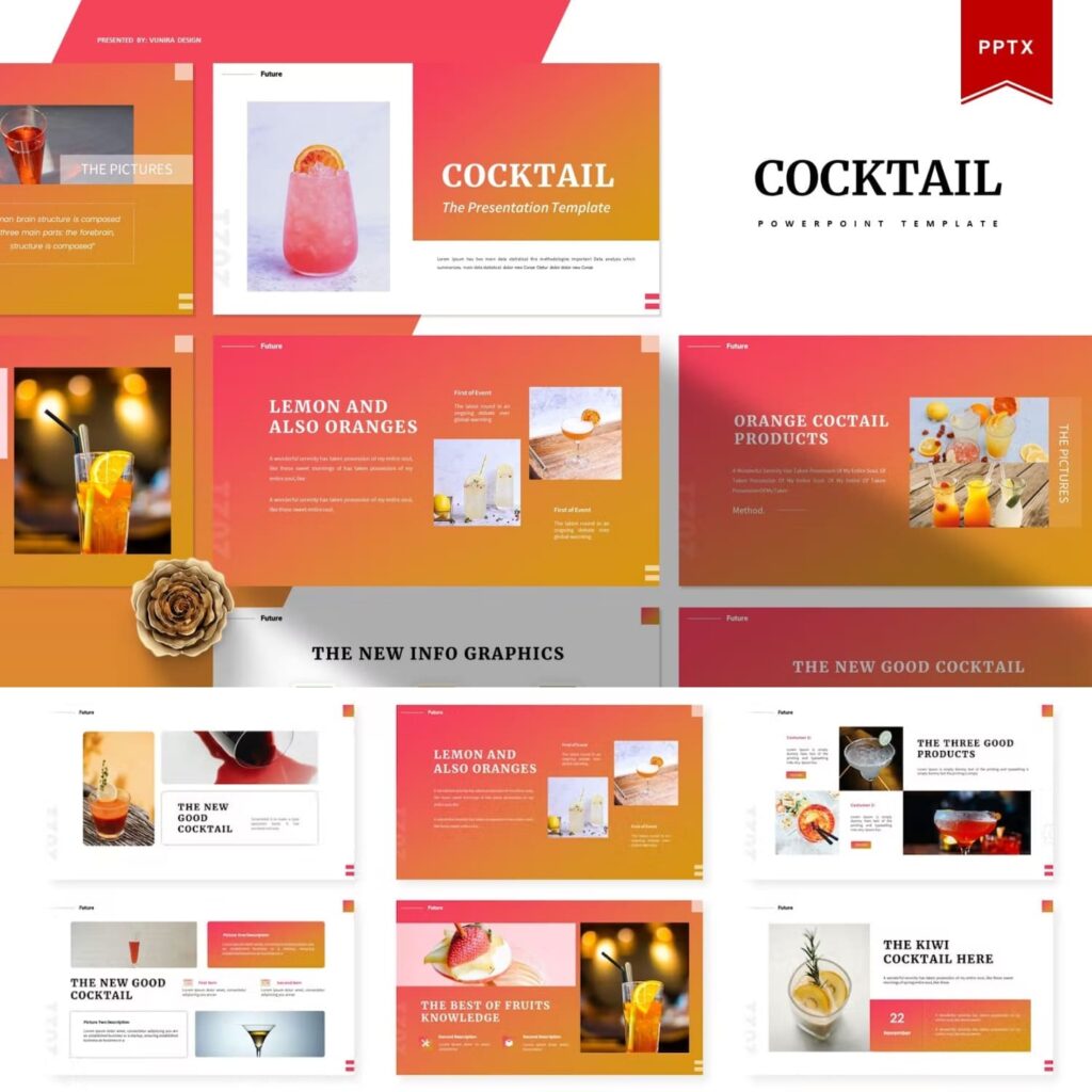 Cocktail PowerPoint Template – MasterBundles