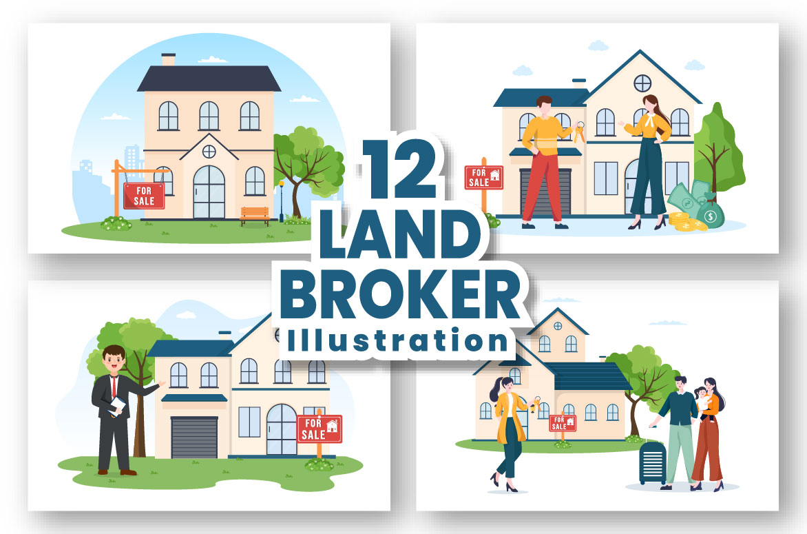 12 Land Broker Illustration - MasterBundles