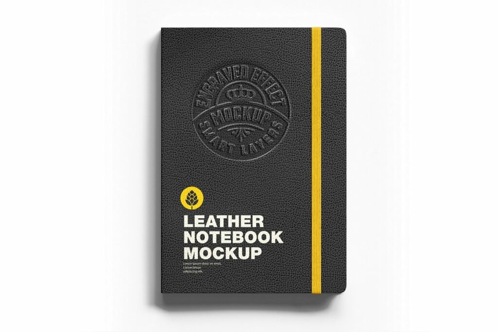 Black Leather Notebook Mockup – MasterBundles