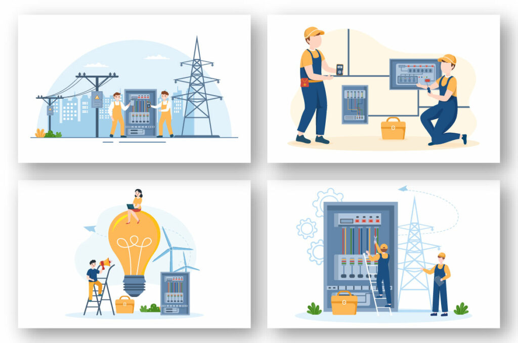 10 Lighting and Electricity Energy Maintenance Illustration - MasterBundles