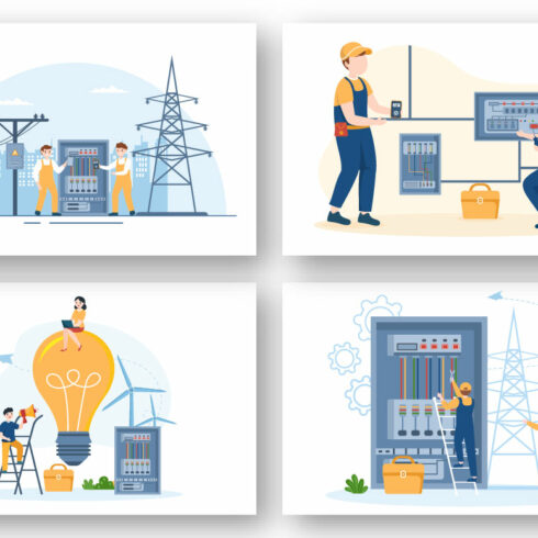 10 Lighting and Electricity Energy Maintenance Illustration | MasterBundles