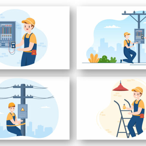 10 Lighting and Electricity Energy Maintenance Illustration | MasterBundles