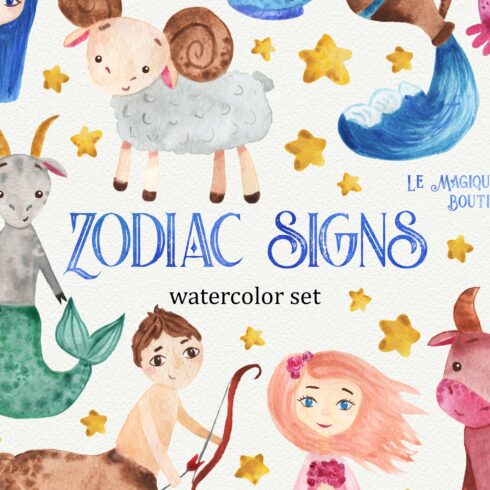 Zodiac Signs Watercolor Clipart | Master Bundles
