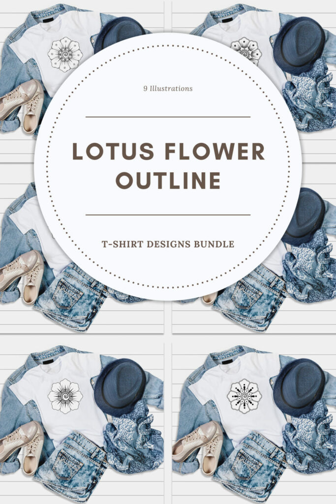 Lotus Flower Outline T-shirt Designs Bundle – MasterBundles