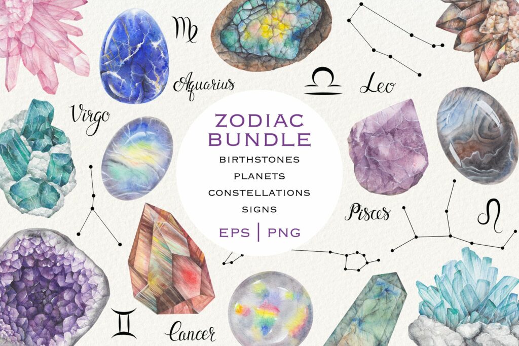 Birthstones Planets Zodiac Crystals – MasterBundles