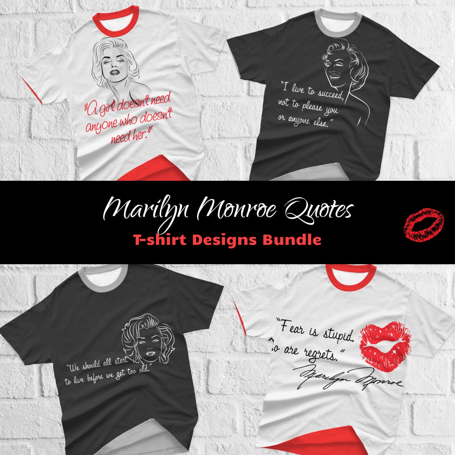 Decal Marilyn Monroe SVG T-Shirt Designs Bundle | MasterBundles