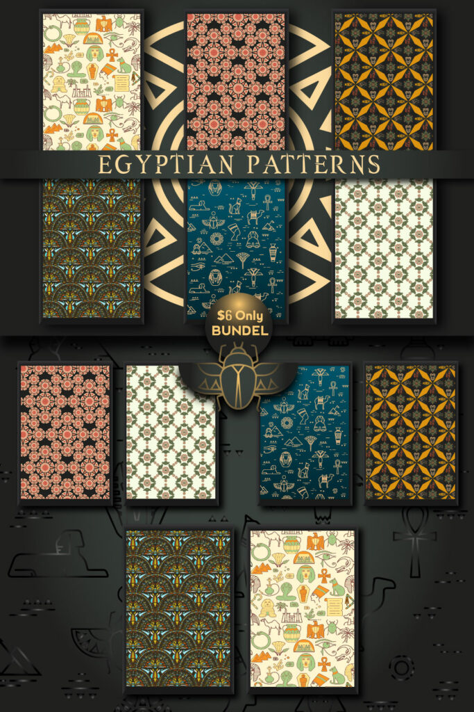 6 Egyptian Mythology Patterns - MasterBundles