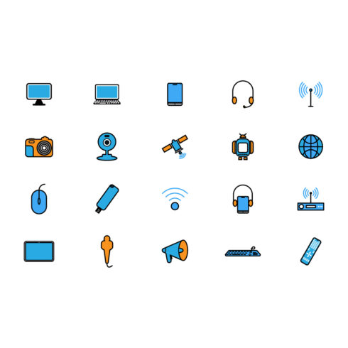 Linear Fill Technology and Multimedia icons Vector and SVG - MasterBundles