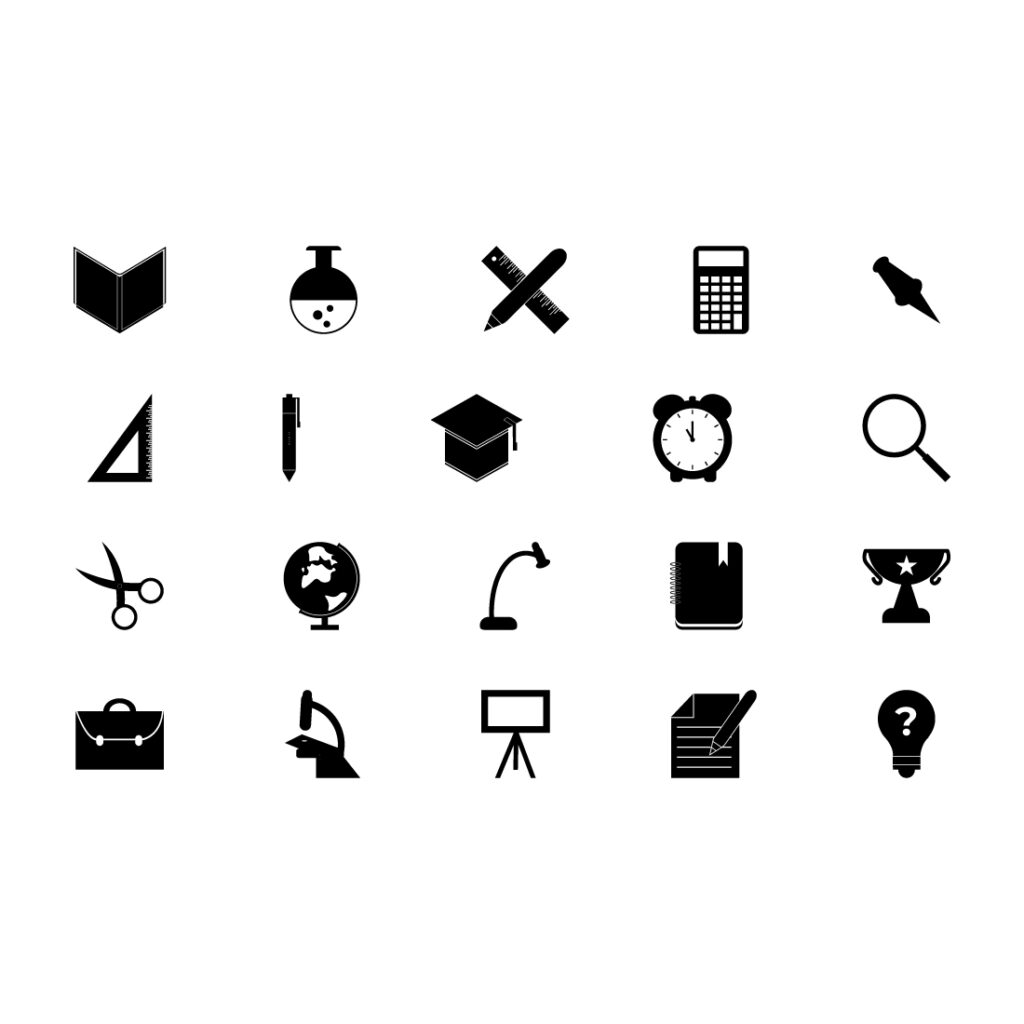 Education Glyph Icon Set Vector and SVG - MasterBundles