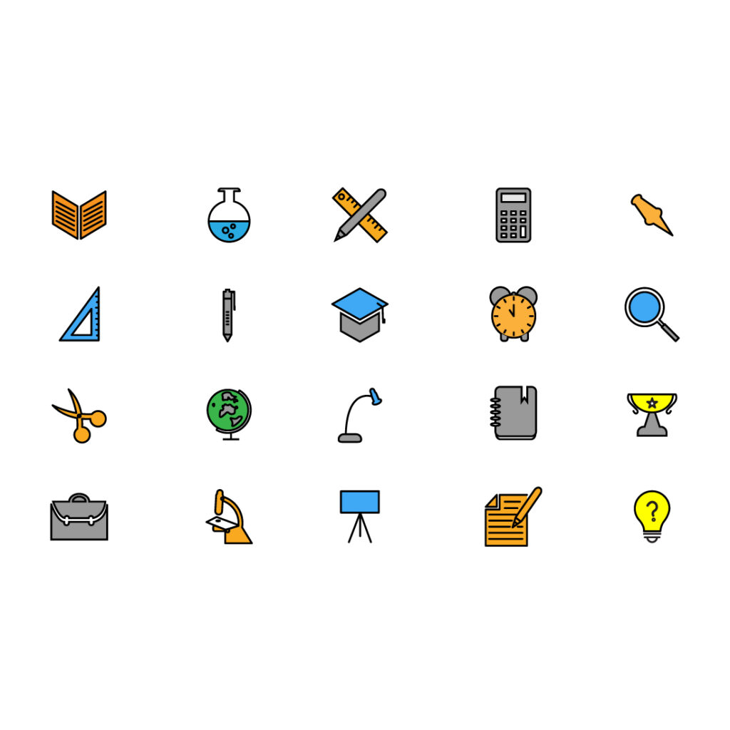 Education Linear Fill Icon Set Vector and SVG - MasterBundles