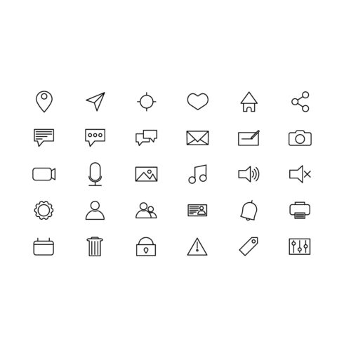 30 Linear Essential Icon Pack Vector Illustrations - MasterBundles