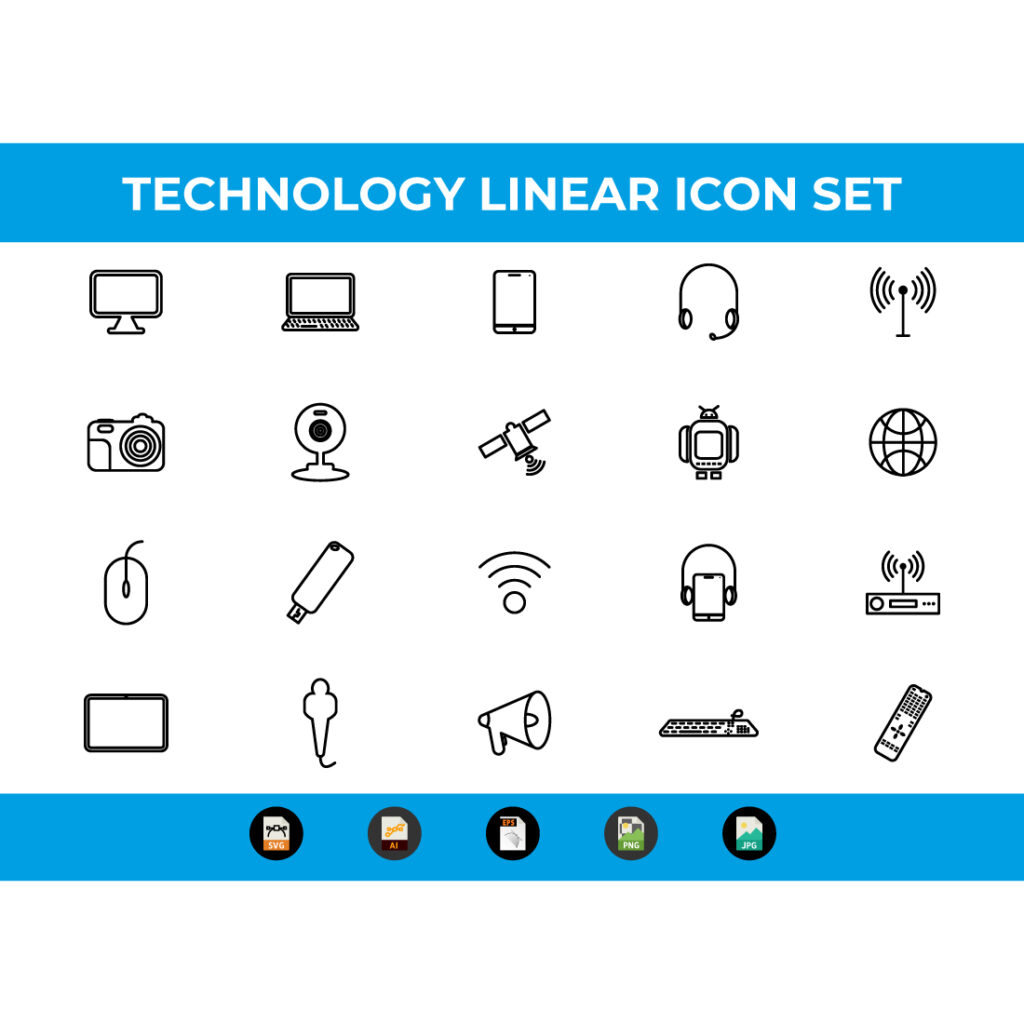 Linear Technology and Multimedia icons Vector and SVG - MasterBundles