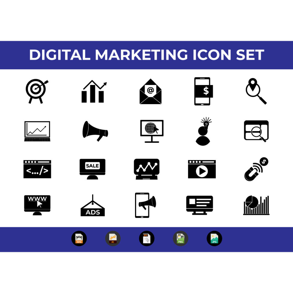 Digital Marketing icon Set Vector and SVG - MasterBundles