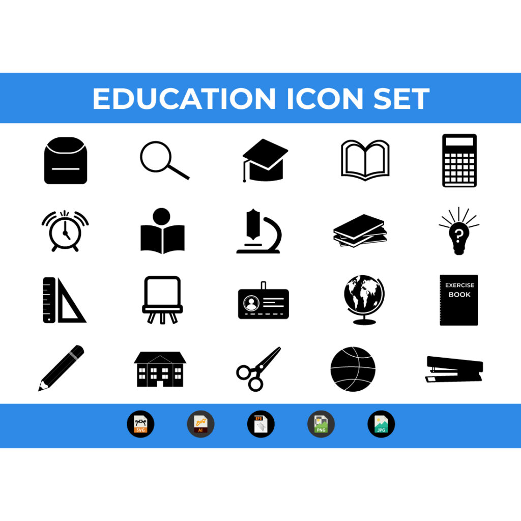 Education Icons Set Vector and SVG - MasterBundles