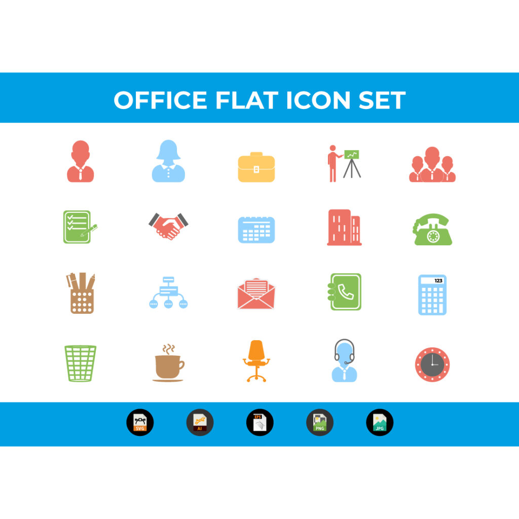 Business and Office Flat Icons Vector and SVG - MasterBundles