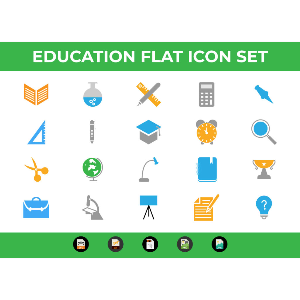 Education Flat Icons Vector and SVG - MasterBundles