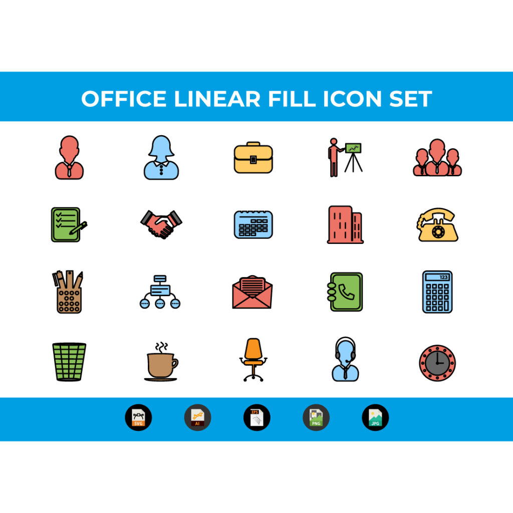 Business and Office Linear Fill Icons Vector and SVG - MasterBundles