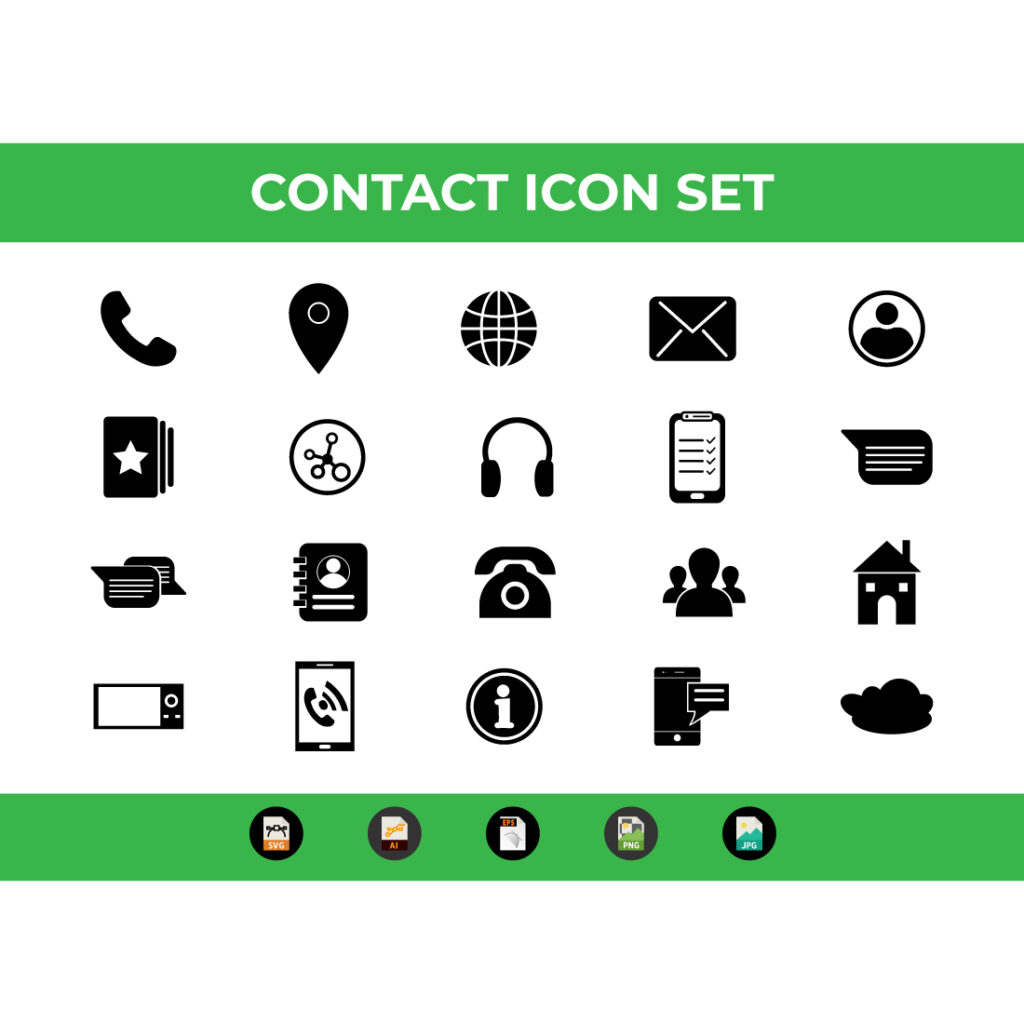 Contact Icons Set Vector and SVG - MasterBundles