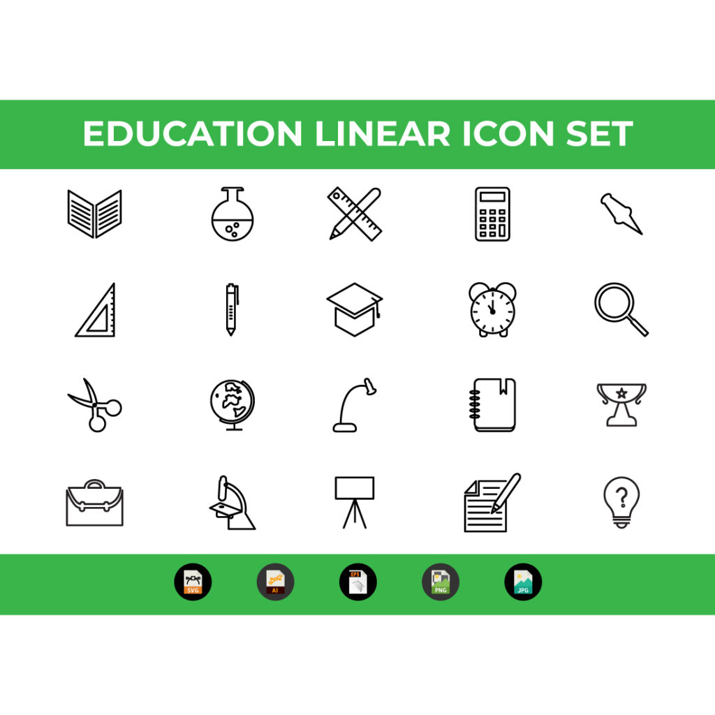 Education Linear Icon Set Vector and SVG - MasterBundles