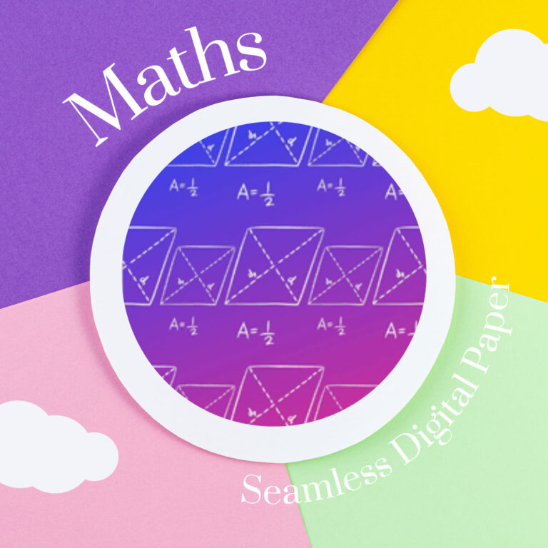12 Maths Seamless Digital Paper on Purple Gradient Background ...