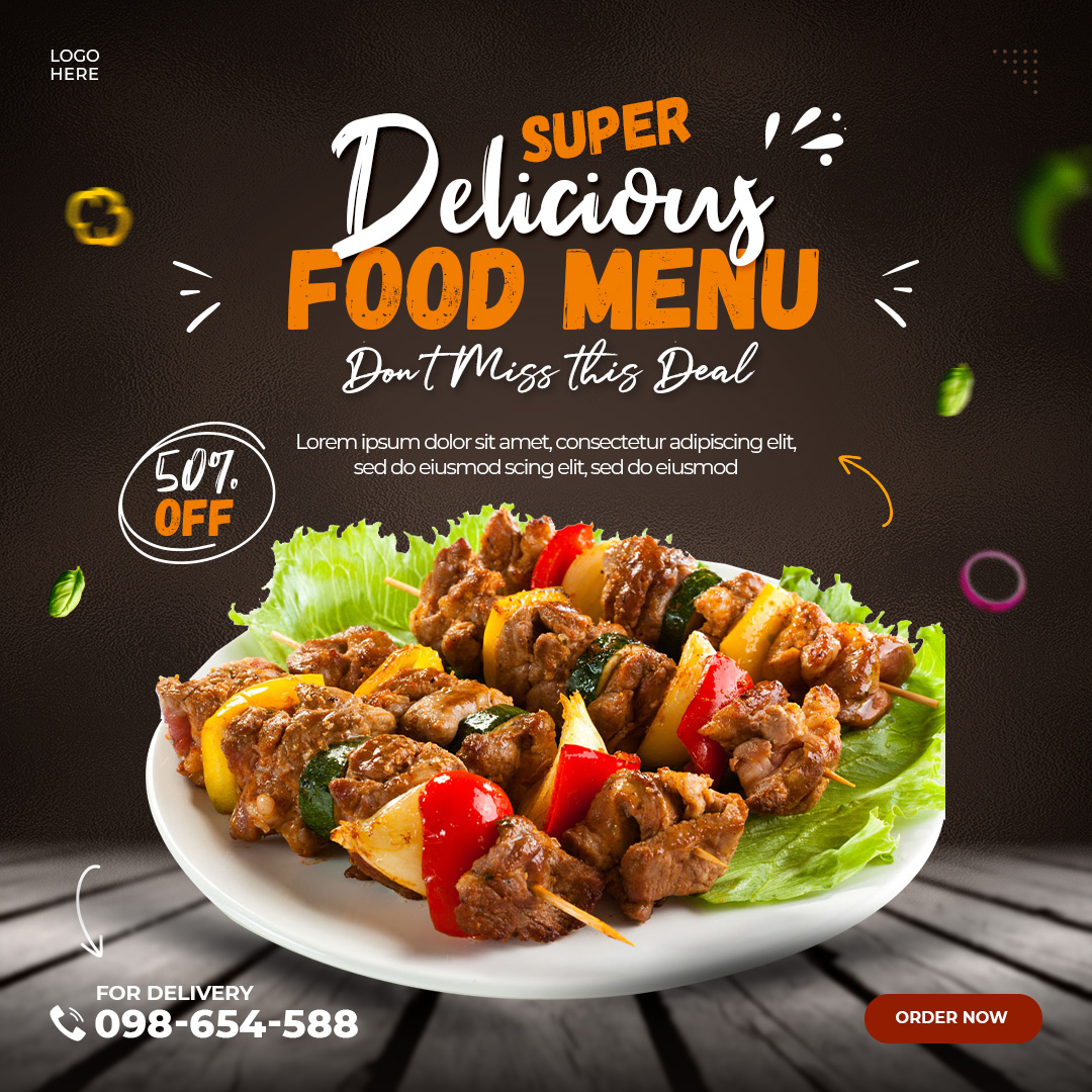 2 Social Media Food Post Design Template - MasterBundles