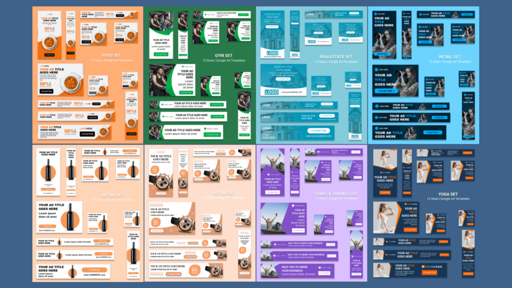 16 Sets of google banner ad designs for $15 - MasterBundles
