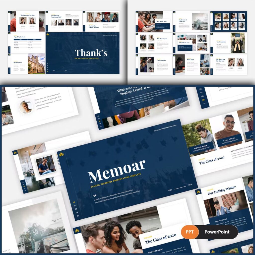 Memoar - University & School Yearbook PowerPoint Template – MasterBundles