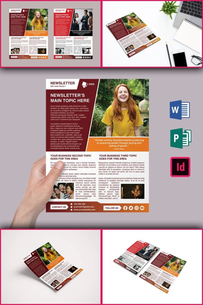 Reusable Newsletter Template ( 8.5 X 11 Size ) – MasterBundles