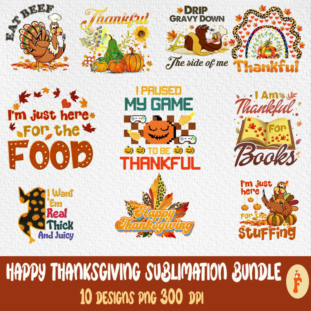 10 Best Happy Thanksgiving Sublimation T-Shirt Designs - MasterBundles