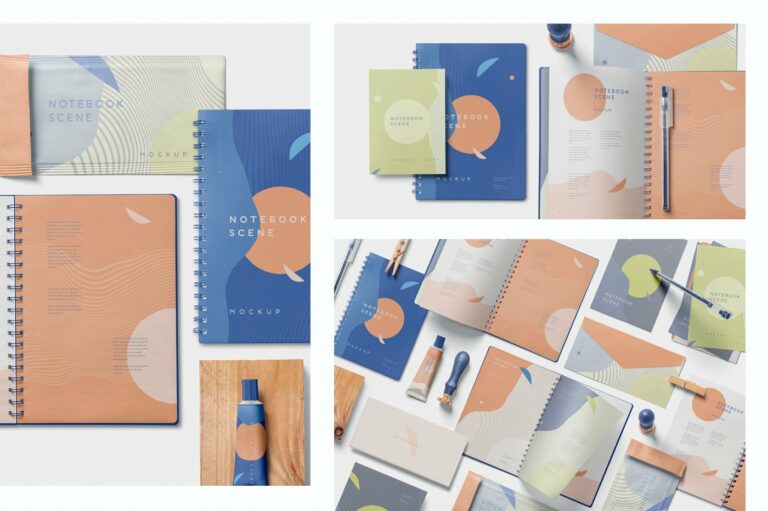 3 Notebook Mockup Scenes – MasterBundles