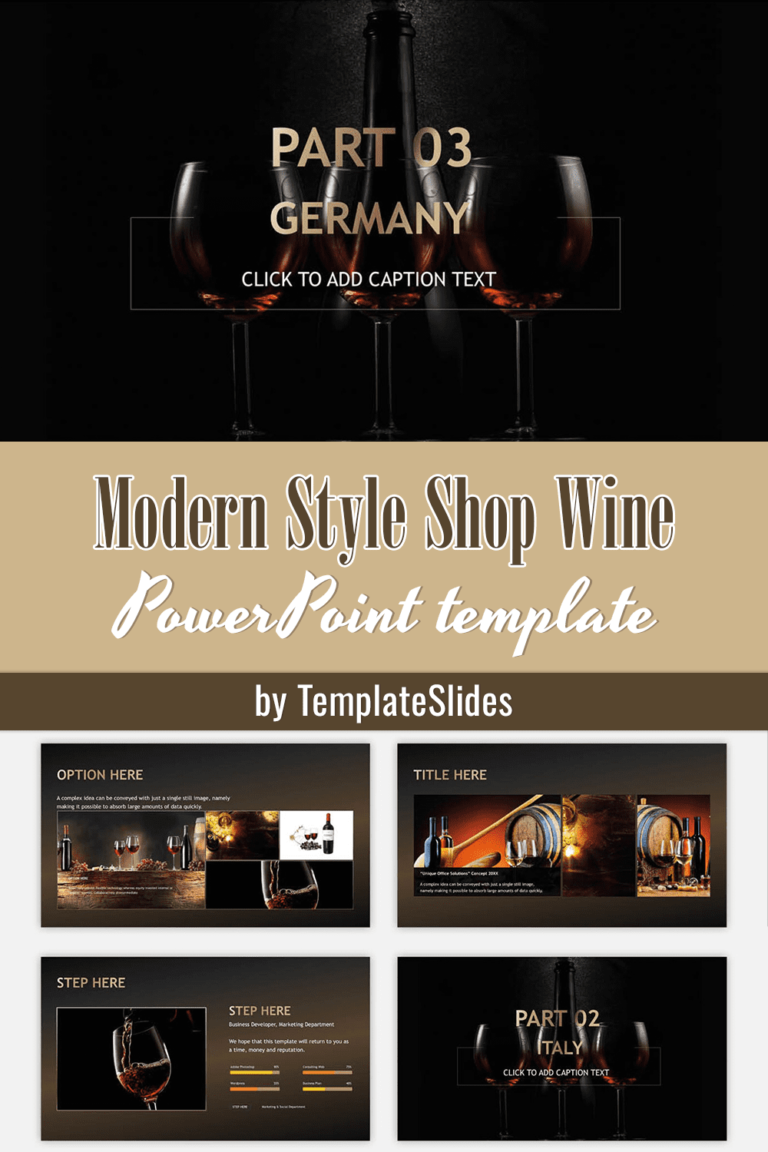 Modern Style Shop Wine PowerPoint Template – MasterBundles