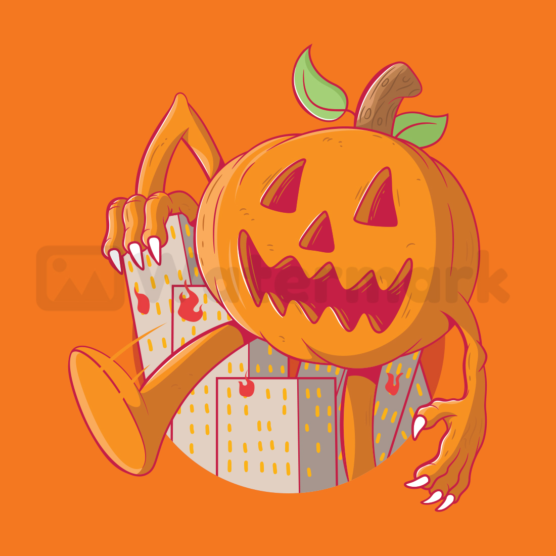 Monster Pumpkin Vector Illustration - MasterBundles