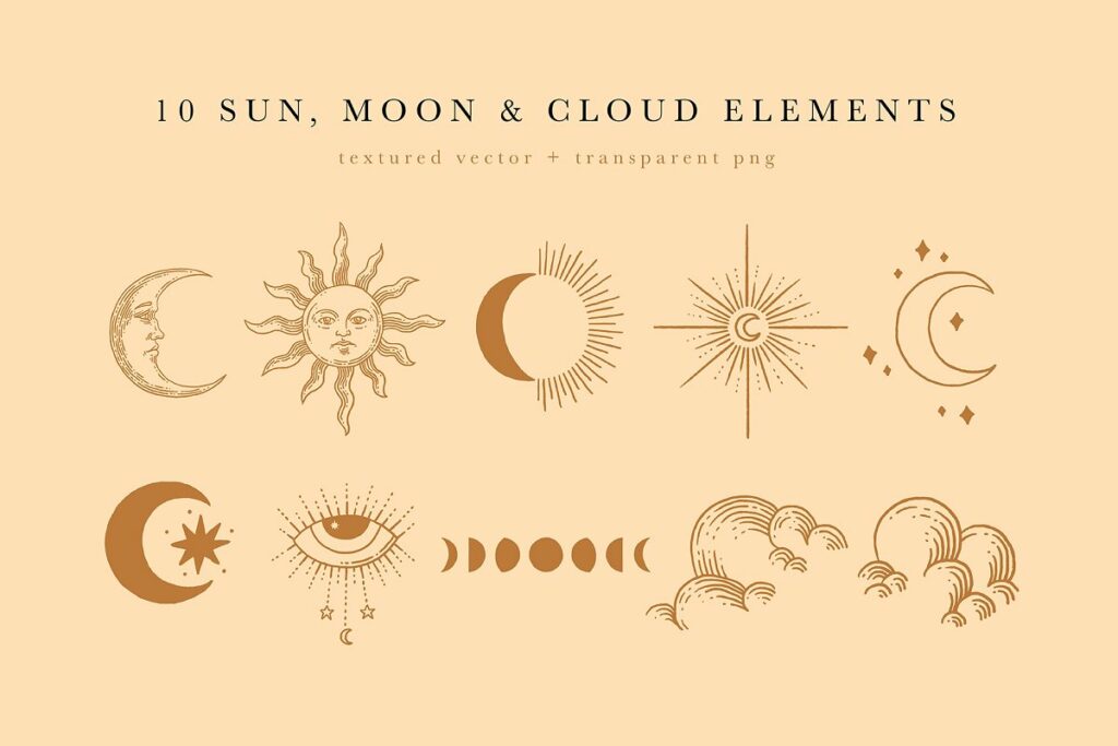 Celestial Art - Sun Moon Stars Space – MasterBundles