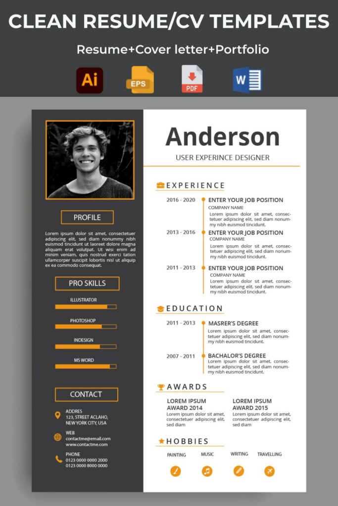 Clean Resume CV Template - MasterBundles